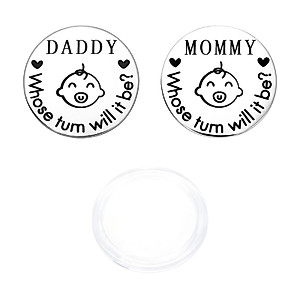 Funny New Parent Decision Coin, New Parents Gift for Couples New Mom and Dad Gifts First Time Fun Baby Pocket Hug Token Double-Sided Flip Coin for Women Men Decision Making Pregnancy (1pc)