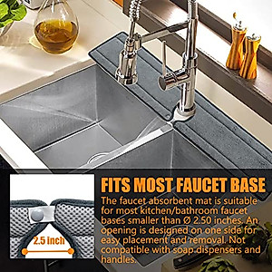Faucet Absorbent Mat - 24 inch Microfiber Drip Catcher Kitchen Sink Splash Guard Quick Drying Sink Mats For Kitchen Sink, Bathroom, Counter Top, Farmhouse