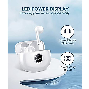 IKG Bluetooth in-Ear Headphones, Wireless Bluetooth 5.3 Headphones with Microphone, HiFi Stereo Sound, 37 Hours Battery Life, IP7 Waterproof, LED Display, in-Ear Headphones Bluetooth