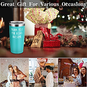 Gtmileo Thank You Gifts for Women, 2 Pack Thank You for Being Awesome Stainless Steel Insulated Travel Tumbler, Appreciation Christmas Gifts for Coworker Teacher Employee Friends(20oz, Rose Gold&Mint)