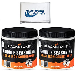 Blackstone 2-IN-1 Griddle & Cast Iron Seasoning Conditioner 6.5 OZ– Effective Seasoning Rub Formula – Food Safe – Easy to Use Cleaner & Conditioner – with Satisfying Customers Travel Tissue (2Pack)