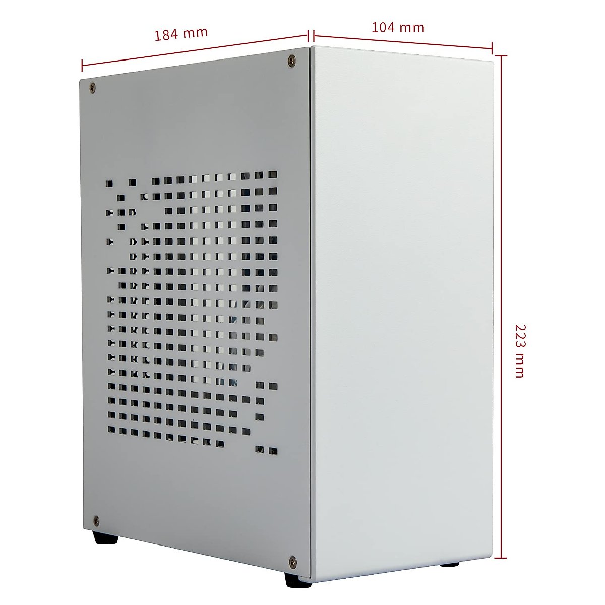 Aluminum Mini ITX Case with PCIe Riser, JOYJOM Mini PC Case, SFF Small Form Factor PC Case, TX Computer Gaming Case Supports GPU Graphics Card (White)