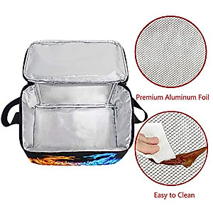 ALAZA Fire Dragon Insulated Lunch Bag Box Cooler Bag Reusable Tote Bag Outdoor Travel Picnic Bag With Shoulder Strap for Women Men Adults Kids