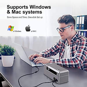 Tordorday Shipping Label Printer 4x6 Thermal Label Printer for Shipping Packages, 150mm/s Thermal Printer 203 dpi, Compatible with Amazon, Ebay, Shopify, USPS, Etsy