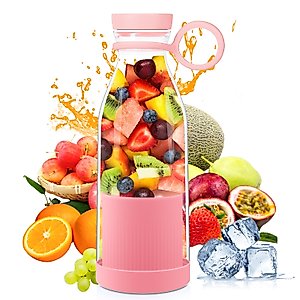1pc 420ml Personal Size Blender, Portable Blender, Battery Operated USB Blender, Smoothies & Shakes (pink)