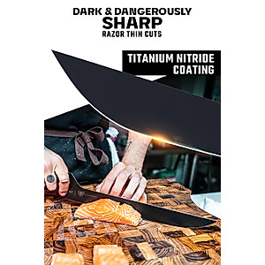 DALSTRONG Slicing Knife - 12 inch - Carving Offset Blade - Shadow Black Series - Black Titanium Nitride Coated - High Carbon 7CR17MOV-X Vacuum Treated Steel- Sheath - NSF Certified - Bread, Ham Slicer