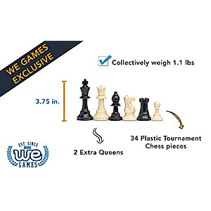WE Games Travel Tournament Chess Set with Brown Canvas Bag - 3.75 Inch King