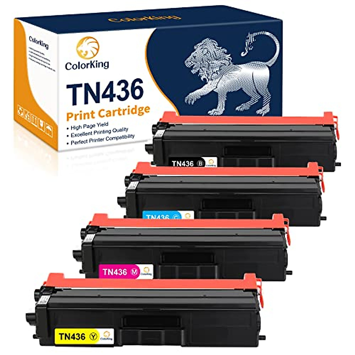 TN436 ColorKing Compatible Toner Cartridge Replacement for Brother TN436 TN-436BK TN433 TN431 Toner for Brother HL-L8360CDW HL-L8360CDWT MFC-L8900CDW HL-L8260CDW MFC-L8610CDW MFC-L9570 Printer(4 Pack)