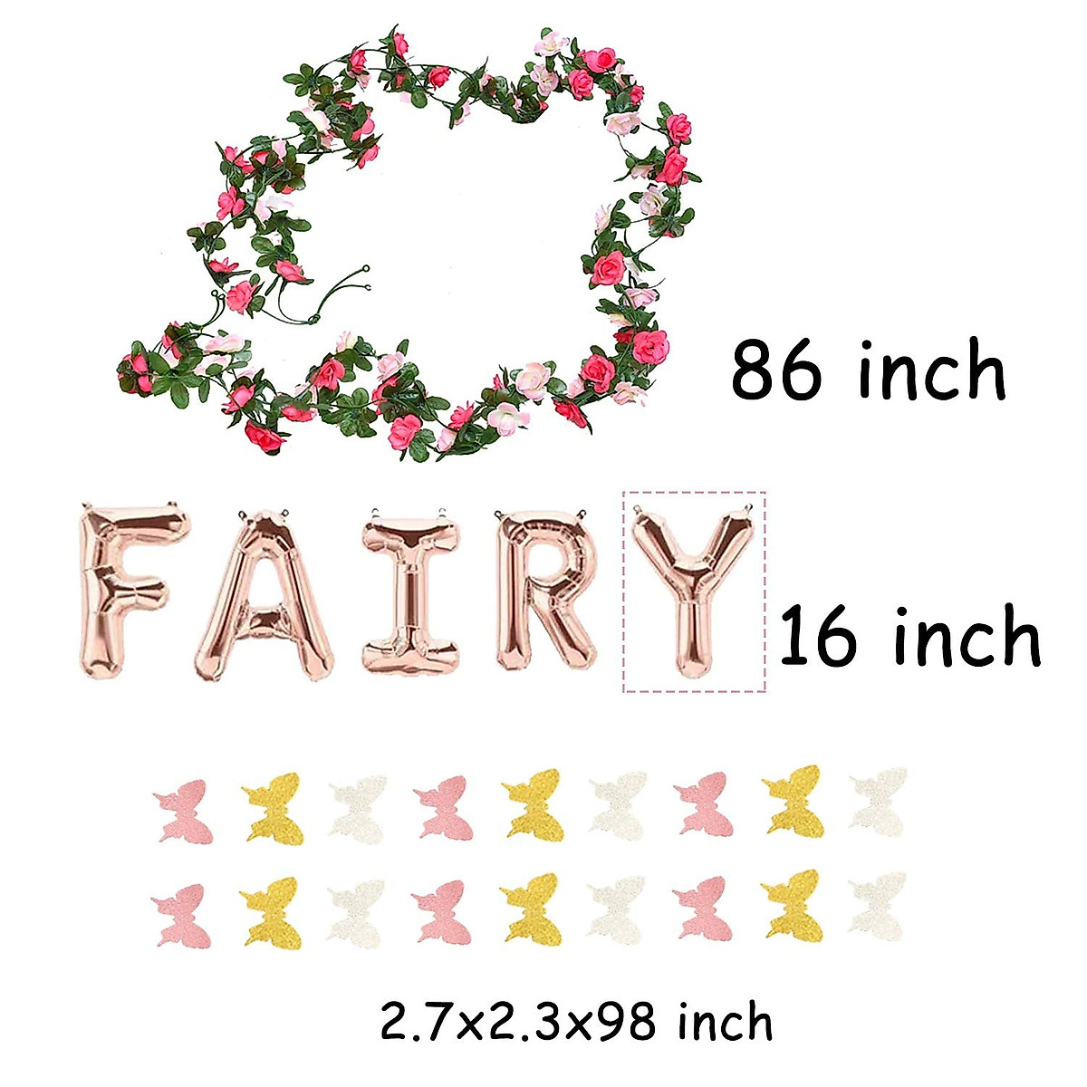 JeVenis 3 PCS Fairy Party Balloon Fairy Party Decoration Fairy Party Favors Fairy Garden Decoration for Fairy Theme Birthday Wedding Decoration