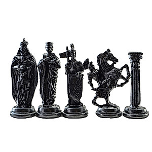 GiftHome Medieval British Army Antique Copper Metal Chess Set for Adults,Handmade Pieces and Natural Solid Wooden Chess Board with Storage Inside King 3.35inc