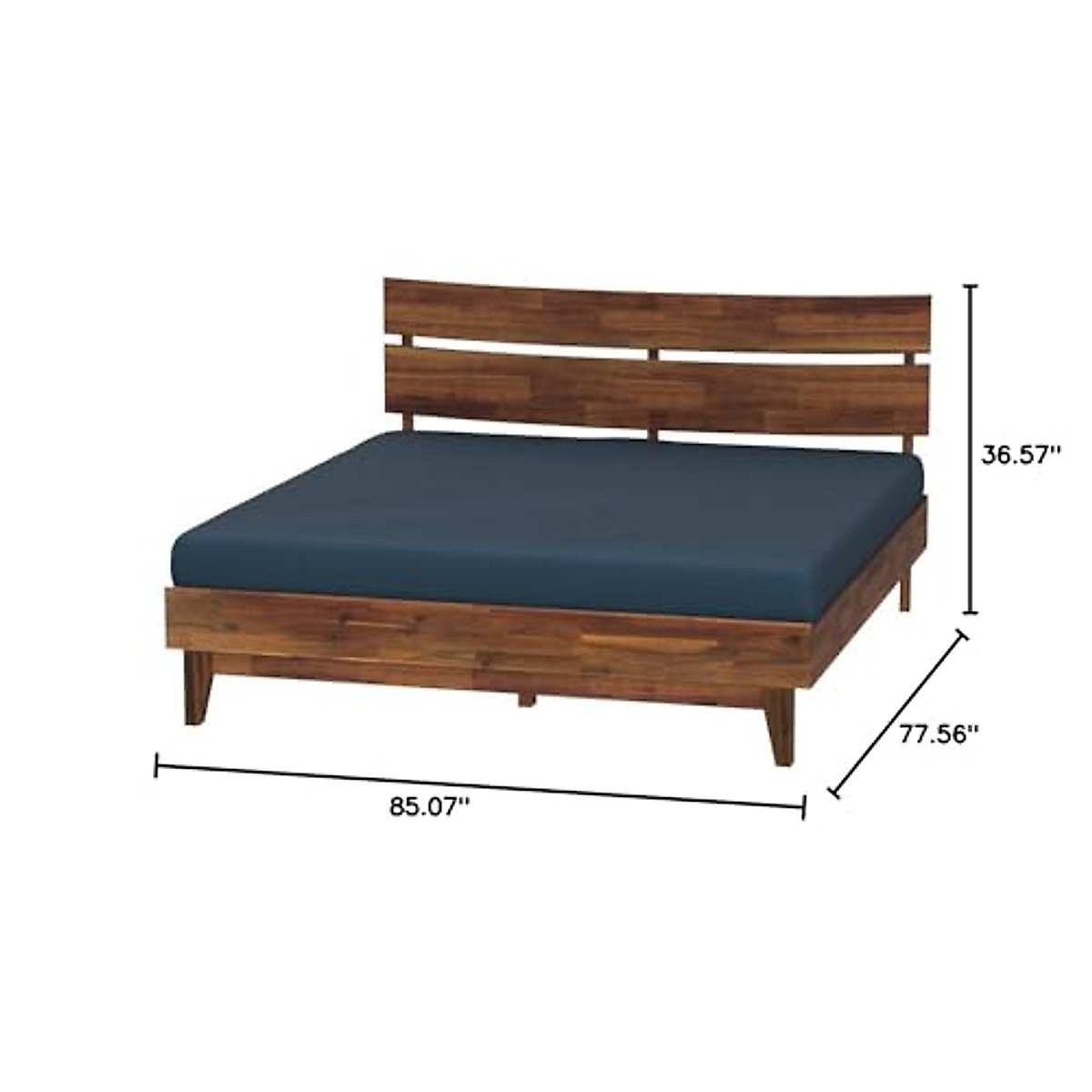 Acacia Aurora Wooden Frame with Headboard, Solid Platform Bed, Easy Assembly, No Box Spring Needed, King (U.S. Standard), Caramel + Wood Support Leg