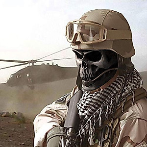 Flantor Motorcycle Goggle Skull Face Mask for Airsoft Paintball Motor Racing Polarized Lens