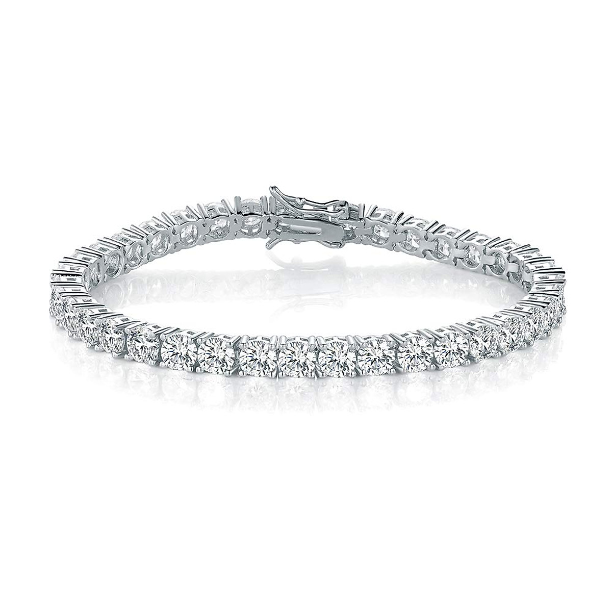 MDFUN Tennis Bracelet for Women and Men 3mm Cubic Zirconia 18K White Gold Plated Size 7.5 inches