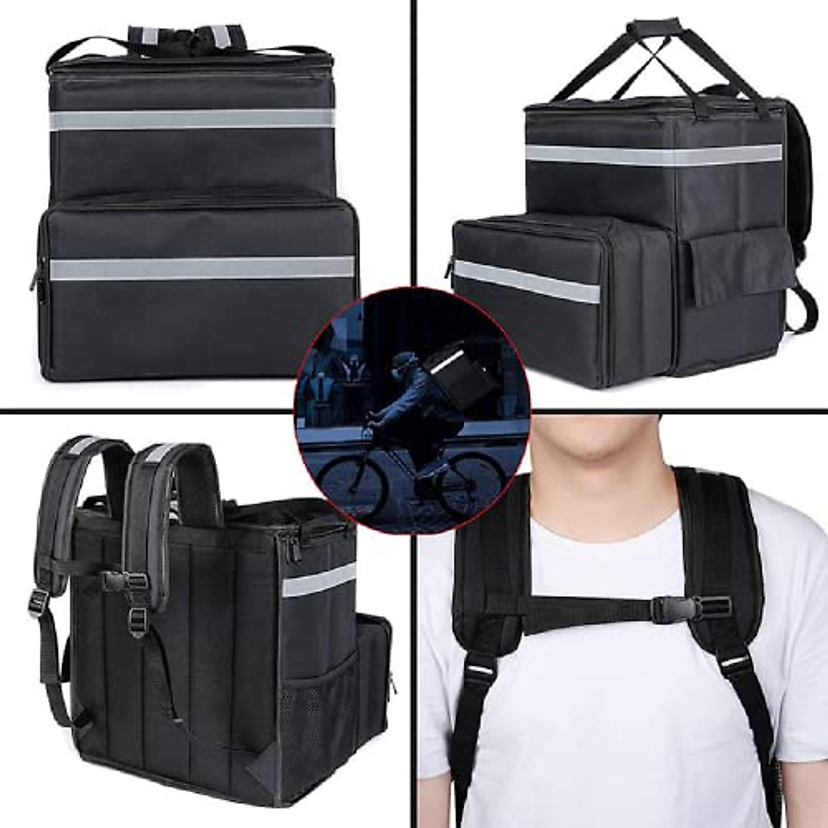 Bejetca Delivery Backpack, Expandable Insulated Hot Pizza bag, Used for Delivering Bicycles, Large Leak Proof and Waterproof Pizza Delivery bag, Suitable for Delivery Pizza, Camping, and Beach