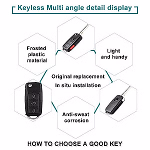 SELEAD Flip Key Fob 4 Buttons Keyless Entry Remote SHELL CASE fit for 2002-2010 for Volkswagen for Golf for Jetta for Passat Antitheft Keyless Entry Systems HLO1J0959753AM 1pc
