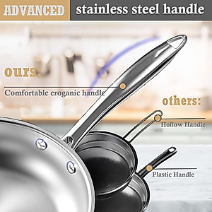 SHEUMNT Stainless Steel pots and pans set, 6 PCS Nonstick Induction Kitchen Cookware Set, Works with Induction/Electric and Gas Cooktops, Nonstick, Oven Safe, Camping Cookware