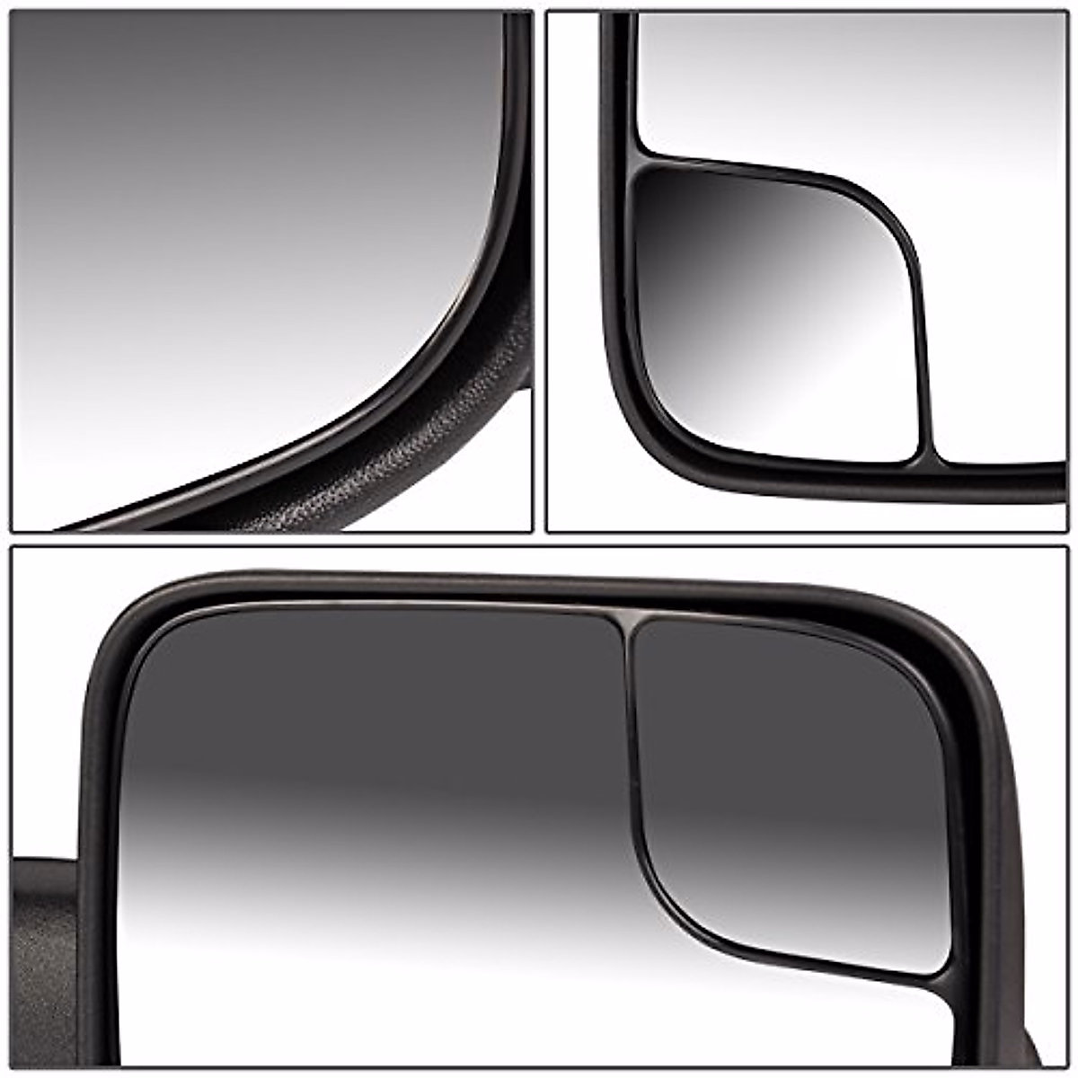 DNA Motoring TWM-010-T222-BK Pair of Manual Adjustment Towing Side Mirrors Compatible with 03-14 E-150 E-250 E-350 E-450 E-550 / Econoline,Black Housing