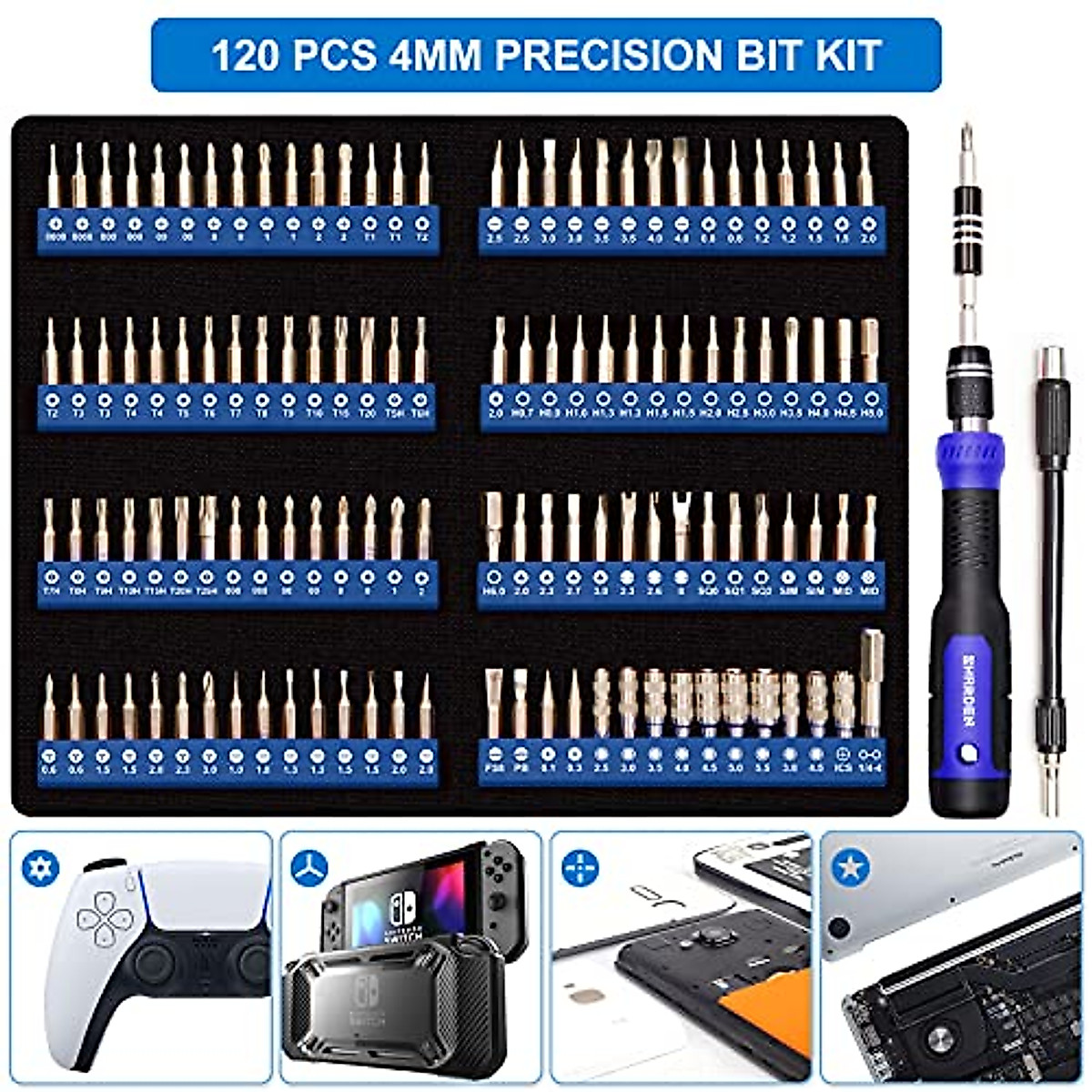 SHARDEN Precision Screwdriver Sets Magnetic 1/4 Inch Nut Driver Set Multi Screwdriver 191-in-1 Repair Tool Kit for Computer, iPhone, Laptop, Cell Phone, PS4, Nintendo, Xbox, Electronics, Household…