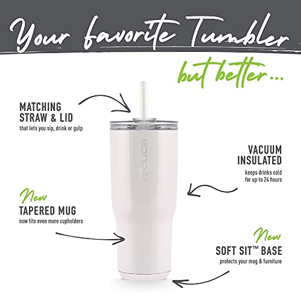 REDUCE Cold1 24 oz Tumbler with Lid and Straw - Dual-Wall Vacuum Insulated Stainless Steel Tumbler - Keeps Drinks Cold up to 24 Hours - Inner Ounce Markings to Track Hydration - OG Pink Cotton