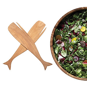 Ironwood Gourmet Tools Serving Utensils, Set of 2 Whale Salad Servers, Brown