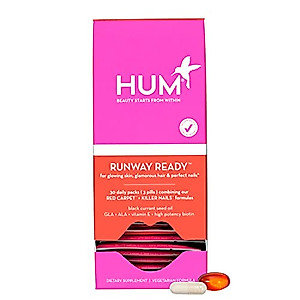 HUM Runway Ready Set - Support for Strong Hair, Skin and Nails - Vitamin Pack Blend of Vegan Biotin, Black Currant Seed Oil & Sunflower Seed Oil - Healthy Hair, Nails & Skin Vitamins (30 Day Supply)