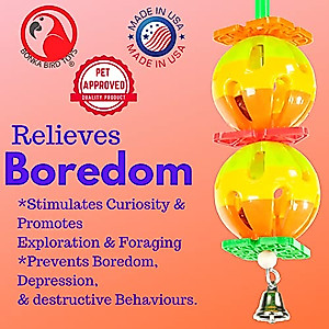 Bonka Bird Toys 1570 Twin Ball Bird Toy Parrot cage Toys Cages Cockatiels Conures African Greys