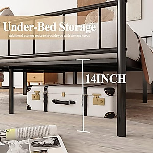 Mavesmog Full Size Bed Frame 14 inch Metal Platform Mattress Foundation with Headboard Footboard, Heavy Duty Full Bed Frame, No Box Spring Needed, Under Bed Storage Easy Assembly