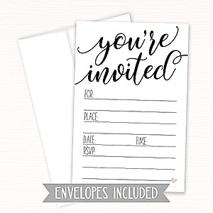 Classic Script Invitations (20 Count) with Envelopes - Sweet Heart Design
