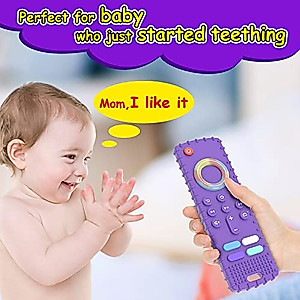 2 Pack SOLIFEGOBLE Silicone Remote Control Teether Toys for Babies s, Boys Girls Baby Chew Teething Toys(Color04)