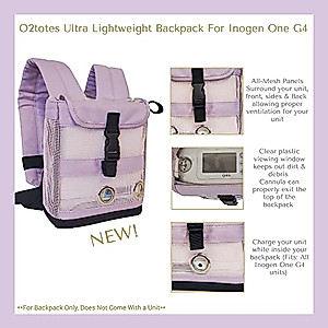 O2totes Ultra LightWeight Backpack Fits The Inogen One G4/OxyGo Fit/Lightest Backpack for The Inogen One G4, under 10 ounces WILL ONLY FIT THE INOGEN ONE G4: IO-400