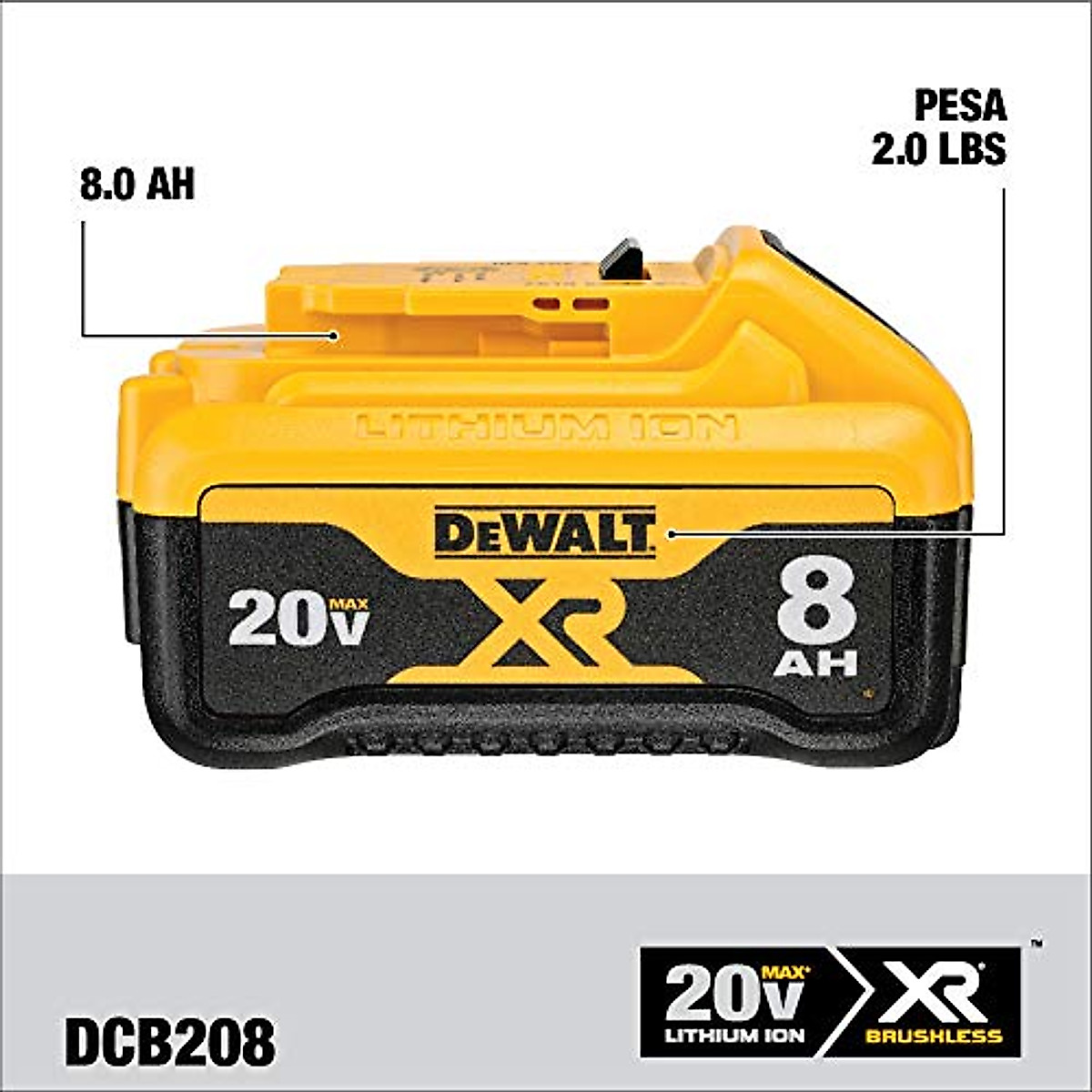 DEWALT 20V MAX* XR Battery, 8.0-Ah (DCB208)