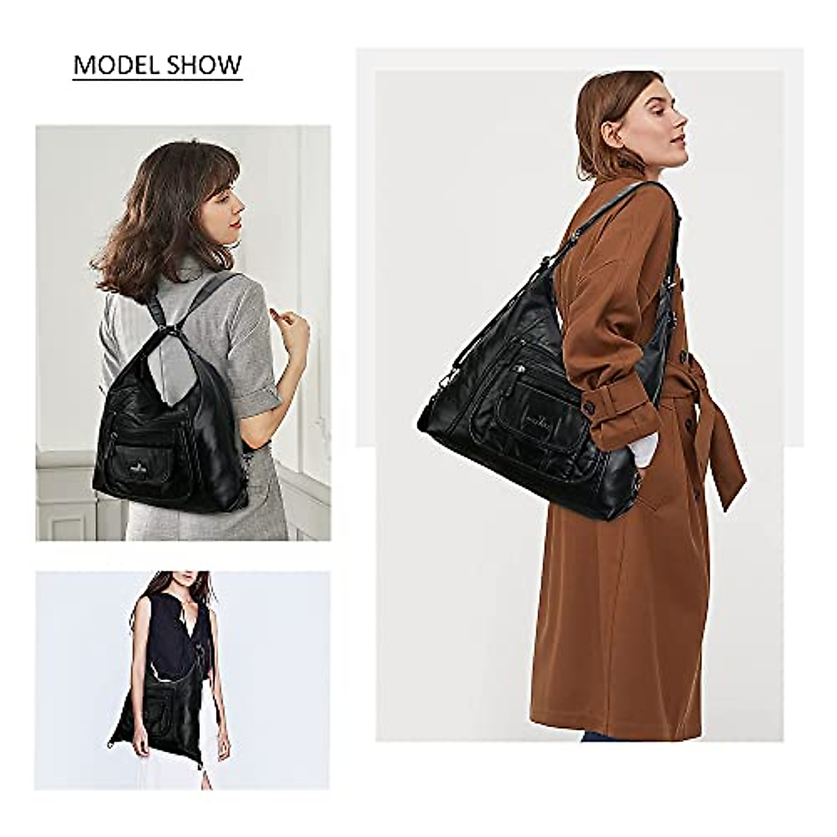 Angel Kiss Purse Women Hobo Handbag Fashion Roomy Crossbody Shoulder Bag Ladies Top Handle Handbag Washed PU Leather
