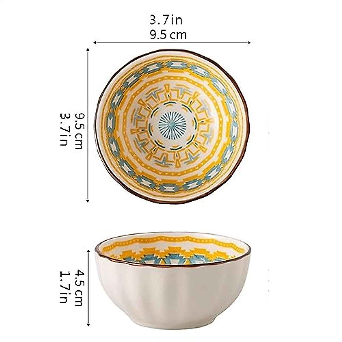 TRESORS Appetizer Plates Snack Bowls Round Ceramic Bowl Set Ceramic Small Bowl Dessert Side Dish Ice Cream Snack Condiment Dip Sauce Bowl Salad Plates Dinner Plates