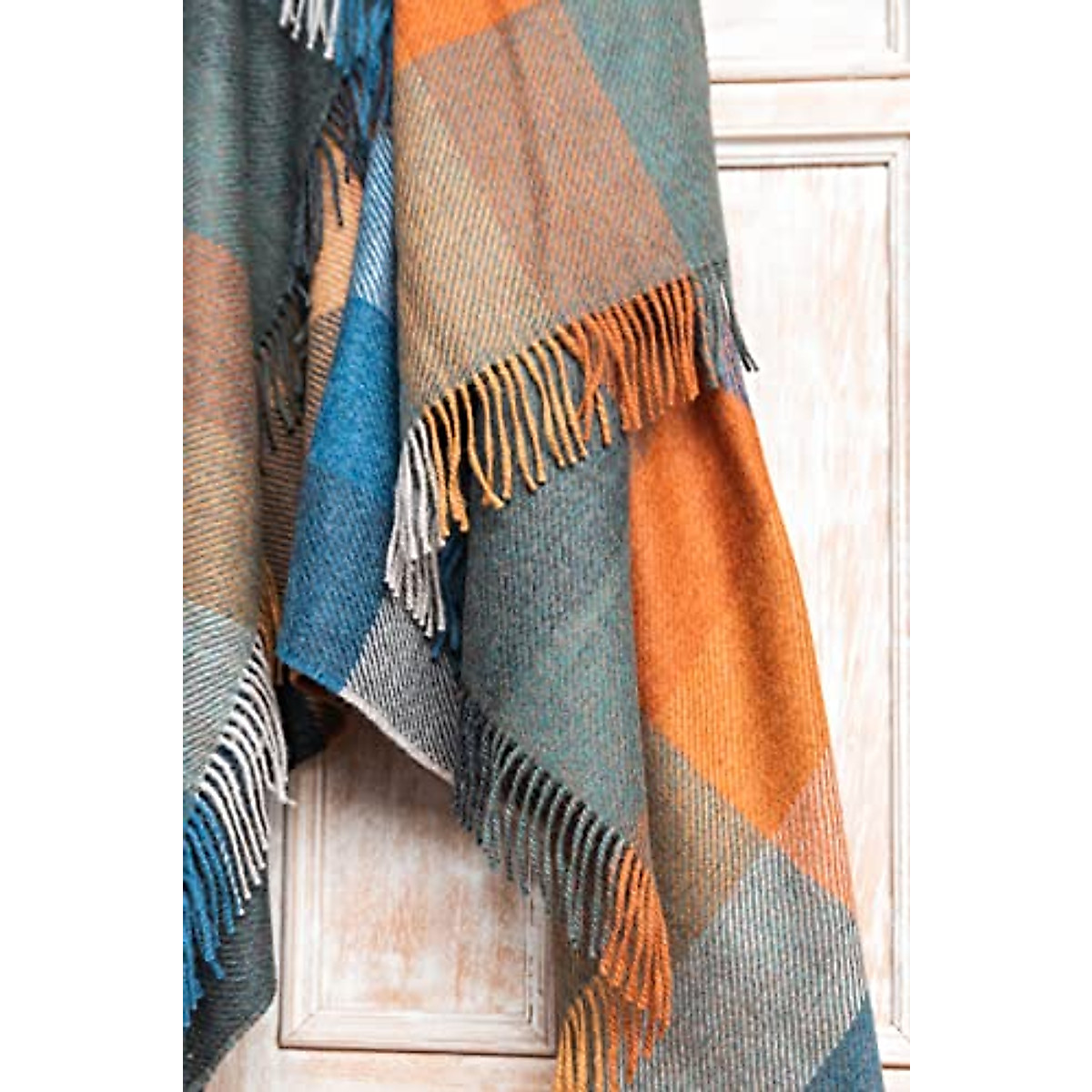 KHUSCO | 100% Alpaca Throw Blanket Serenity | 71" L x 51" W | Warm Peruvian Soft, Cozy, Hypoallergenic, Lightweight for Home and Travel | Blue Crayon