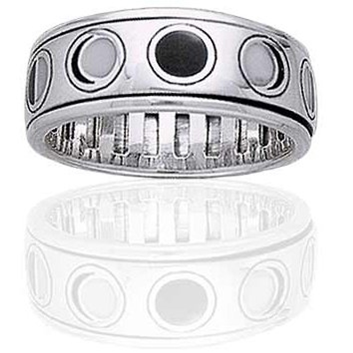 Sterling Silver Lunar Phases of the Moon Spinning Spin Band Ring Size 15(Sizes 4,5,6,7,8,9,10,11,12,13,14,15)