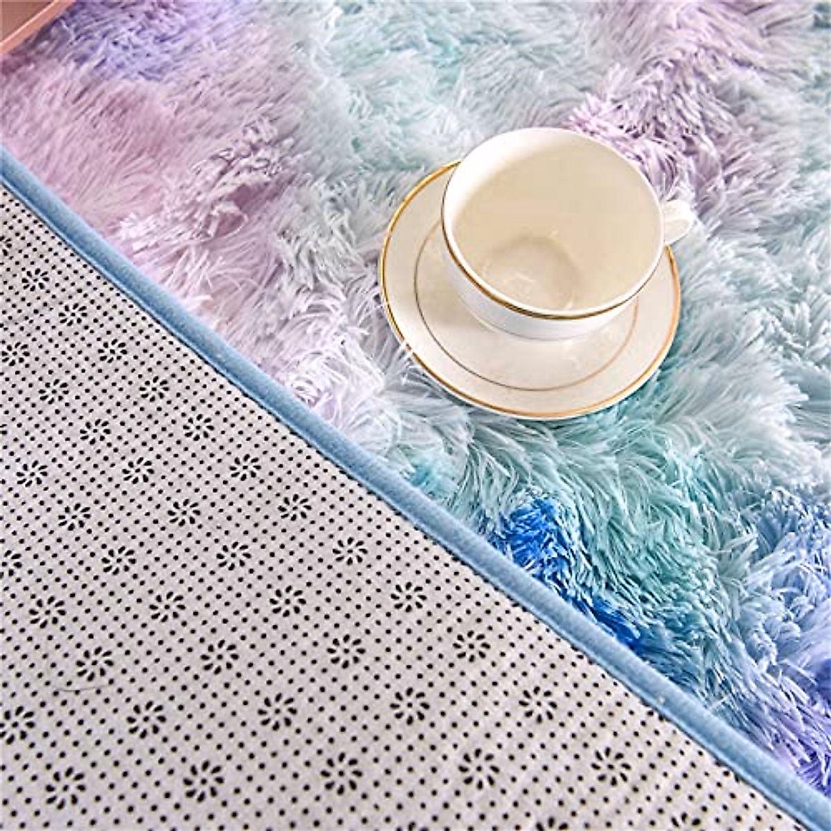 A Nice Night Shaggy Fluffy Faux Fur Area Rug Door Mat,Tie Dye Style,Softest, Luxurious Shag Carpet Rugs for Bedroom, Living Room, Luxury Bed Side Plush Carpets, Rectangle (Light Purple, 3' x 5')