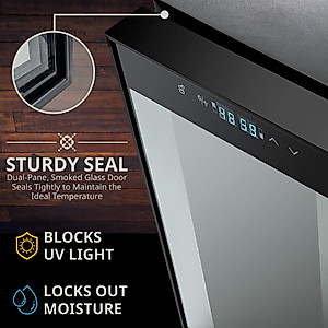 Ivation 33 Bottle Dual Zone Wine Cooler Refrigerator | Large Freestanding Wine Cellar For Red, White, Champagne & Sparkling Wine | 41f - 64f Touch Digital Temperature Control Fridge Glass Door Black