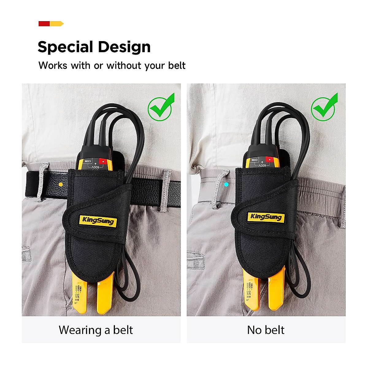 KingSung Hard Case Bundle with Tester Meter Holster Replacement for Fluke T5-1000/T5-600/T6-1000/T6-600/T+PRO Voltage Continuity,3D Molded Appearance and Real Machine Custom Lining