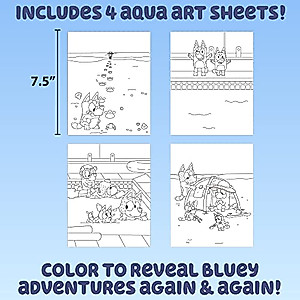 Bluey Aqua Art, Includes 4 Reusable Pages of Water Art & Water Pen, Color with Water Book, Water Reveal Activity Book, Paint with Water Books, Water Doodle Book, Reusable No-Mess Art Book