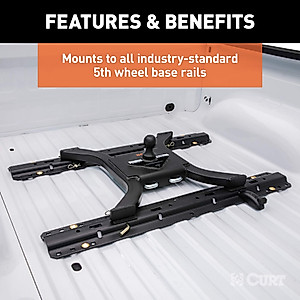 CURT 16085 Spyder 5th Wheel to Gooseneck Adapter Hitch, Fits Industry-Standard Rails, 25,000 lbs, 2-5/16-Inch Ball