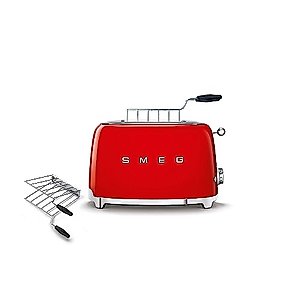 SMEG 2 Slice Toaster with Sandwich Rack Combo, Red