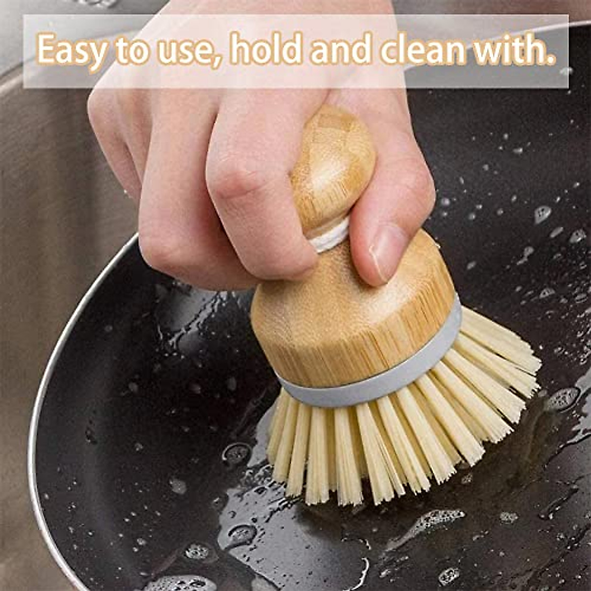 Bamboo Dish Brush Scrub Wooden Brush - Bamboo Dish Brush，Brush for Dishes,Palm Brush Dish Scrubber Suitable for Washing Dishes,Stubborn Stains & Vegetables.