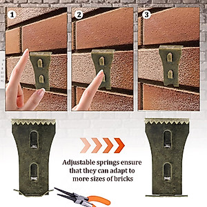 Biaungdo 6 Pcs Brick Wall Clips, Steel Brick Hook Clips, Heavy Duty Brick Hanger for Hanging Outdoors, Metal Brick Wall Hangers Outside Home Decor for 2-1/4 to 2-3/8 inches Bricks(Red Bronze)