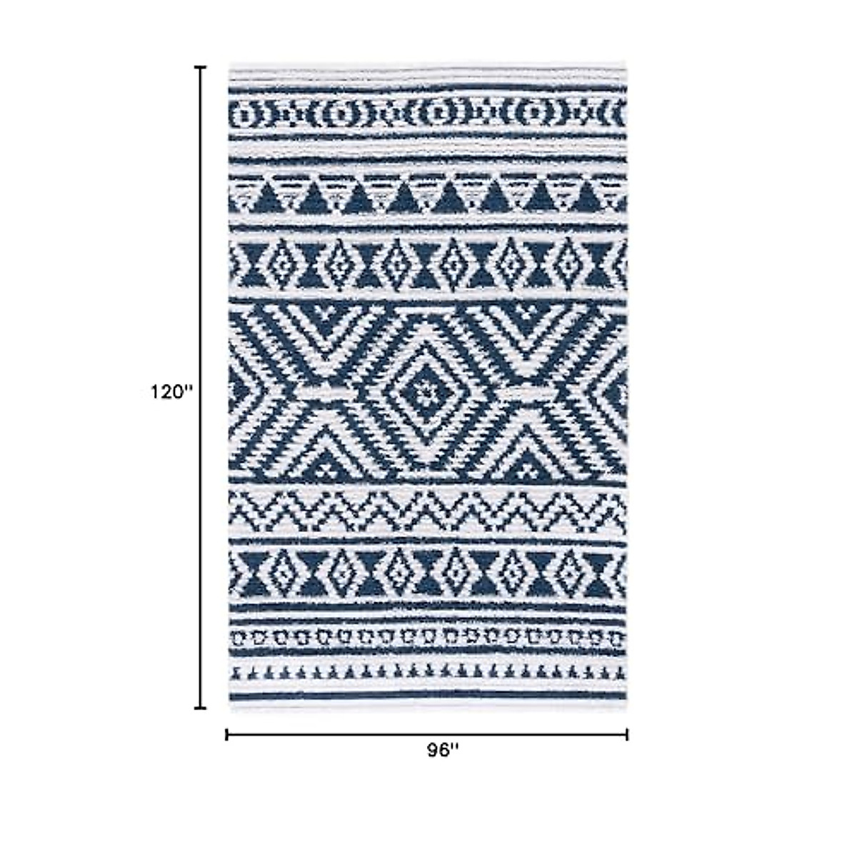 SAFAVIEH Augustine Collection Area Rug - 8' x 10', Navy & Ivory, Moroccan Boho Tribal Fringe Design, Non-Shedding & Easy Care, Ideal for High Traffic Areas in Living Room, Bedroom (AGT849N)