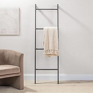 mDesign Metal Leaning Blanket and Towel Ladder - Blanket Ladder for Bedroom and Towel Ladder for Bathroom - Throw/Quilt Display Holder Rack - Nursery Wall Ladder - Blanket Ladder Decor - Graphite Gray