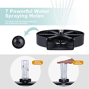 Bottle Washer for Kitchen Sink: iVIGA Matte Black Glass Rinser - Stainless Steel Cup Rinser Bottle Cleaner - Bar Glass Quick Automatic for Baby Bottle with Cleaning Brush