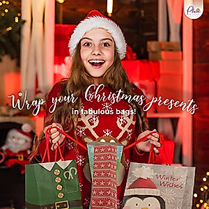Plum Designs Small Christmas Gift Bags Bulk-24pcs Small Christmas Goodie Bags For kids,6 Styles Cute Christmas Paper Gift Bags Set- Party Favors Holiday Gift Bags Small Xmas Gift Bags 4”x6.5”x2.75
