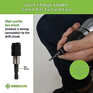 Greenlee DTAPKIT Drill/Tap Kit for Metal, One-Step Drilling, Tapping, and Deburring/Countersinking Set with Quick Change Adaptor