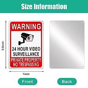 8 Pack Private Property No Trespassing Sign 24 Hour Video Surveillance Sign Reflective Aluminum Security Camera Sign Trespassers Will Be Shot Sign Warning Signs for Home Safety, 7 x 10'' (Video Sign)