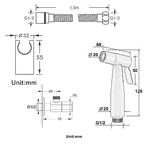 MINJING Handheld Bidet Sprayer with Angle Vavle, Stainless Steel Toilet Cleaner Bidet Sprayer Set, Baby Cloth Diaper Sprayer and Shower Wash Hose,Black